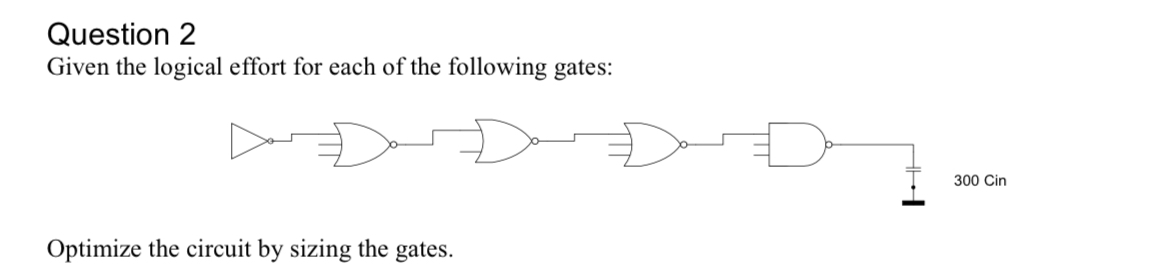Solved Question 2 Given the logical effort for each of the | Chegg.com