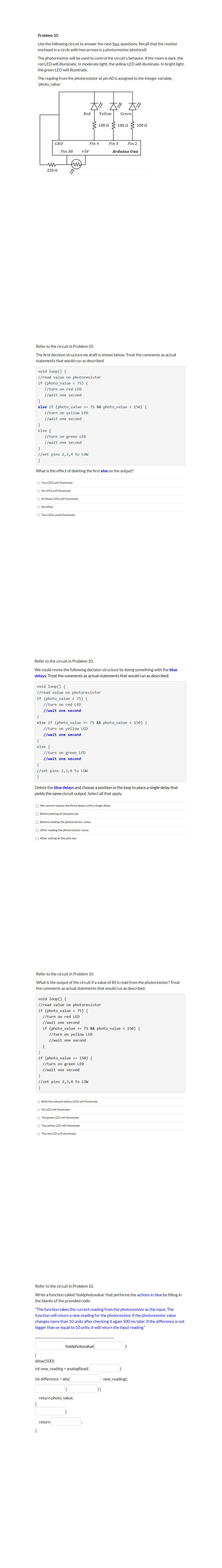 Solved Problem 10 Use the following circuit to answer the | Chegg.com