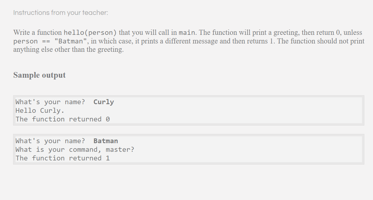 Solved Instructions from your teacher: Write a function | Chegg.com
