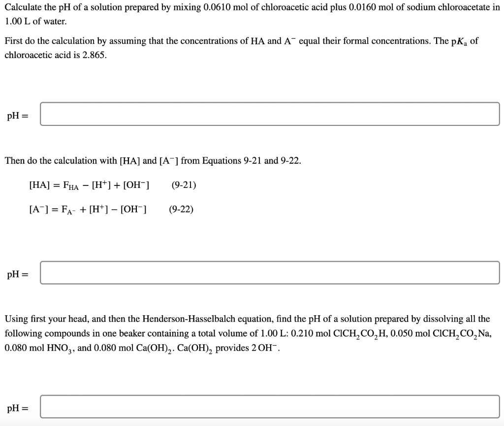 Solved Calculate the pH of a solution prepared by mixing | Chegg.com