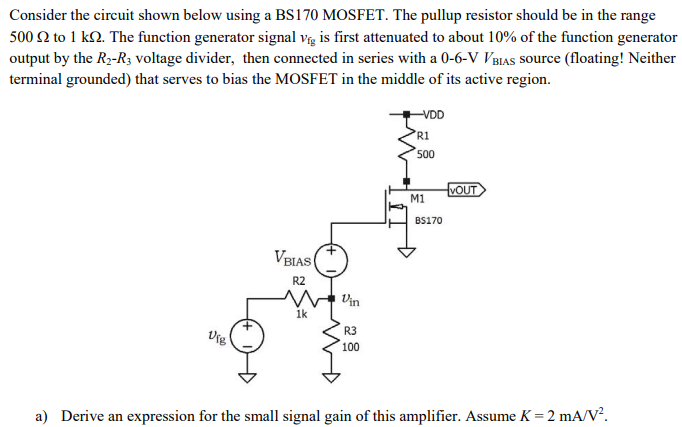 Consider the circuit shown below using a BS170 | Chegg.com