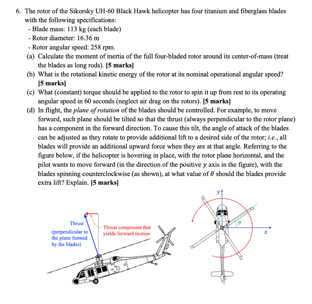 6. The rotor of the Sikorsky UH-60 Black Hawk | Chegg.com