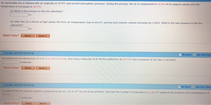 Solved An automobile tire is inflated with air originally at | Chegg.com