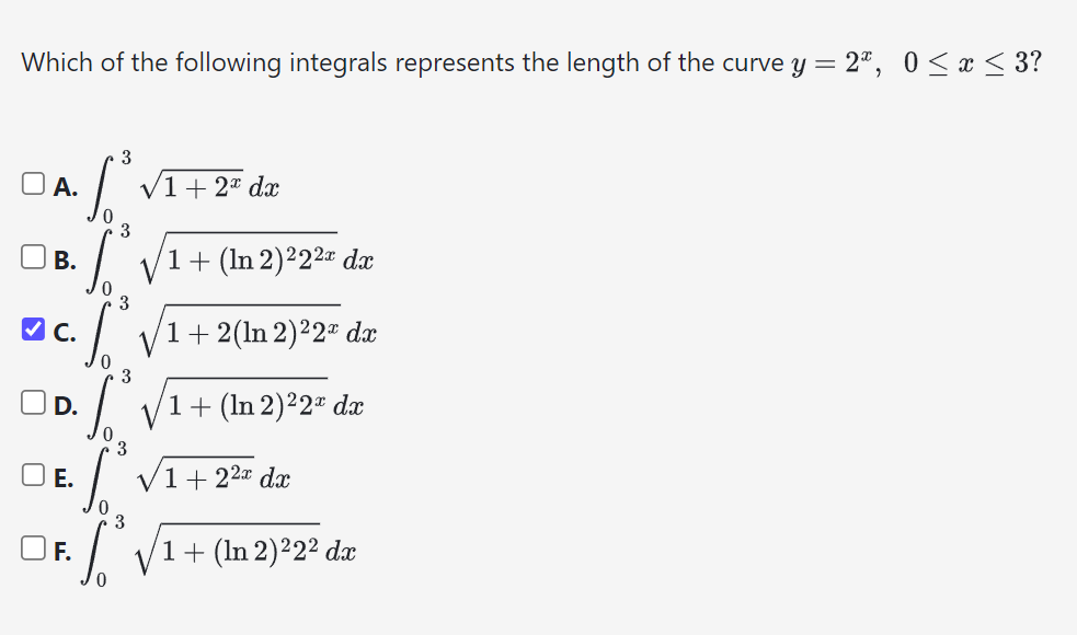 Solved Which of the following integrals represents the | Chegg.com
