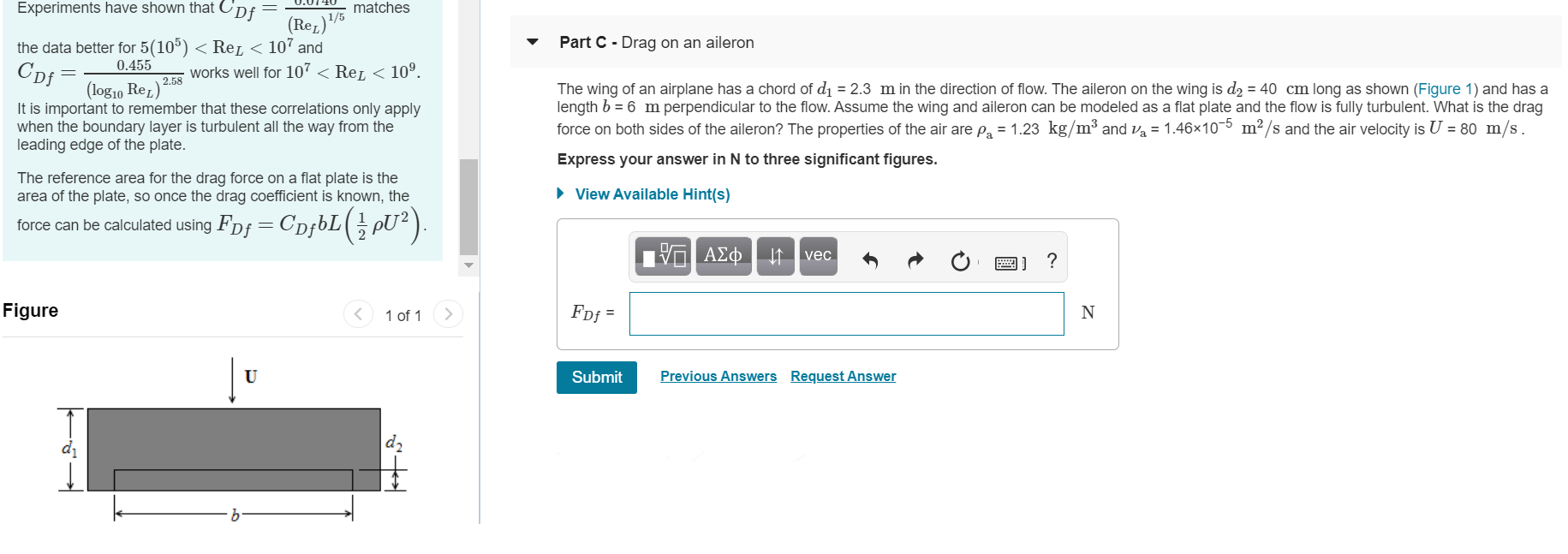 Solved Part C - Drag on an aileron Experiments have shown | Chegg.com