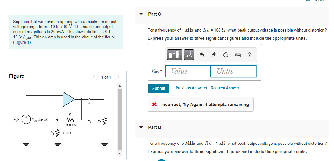 Solved Suppose that we have an op amp with a maximum output | Chegg.com