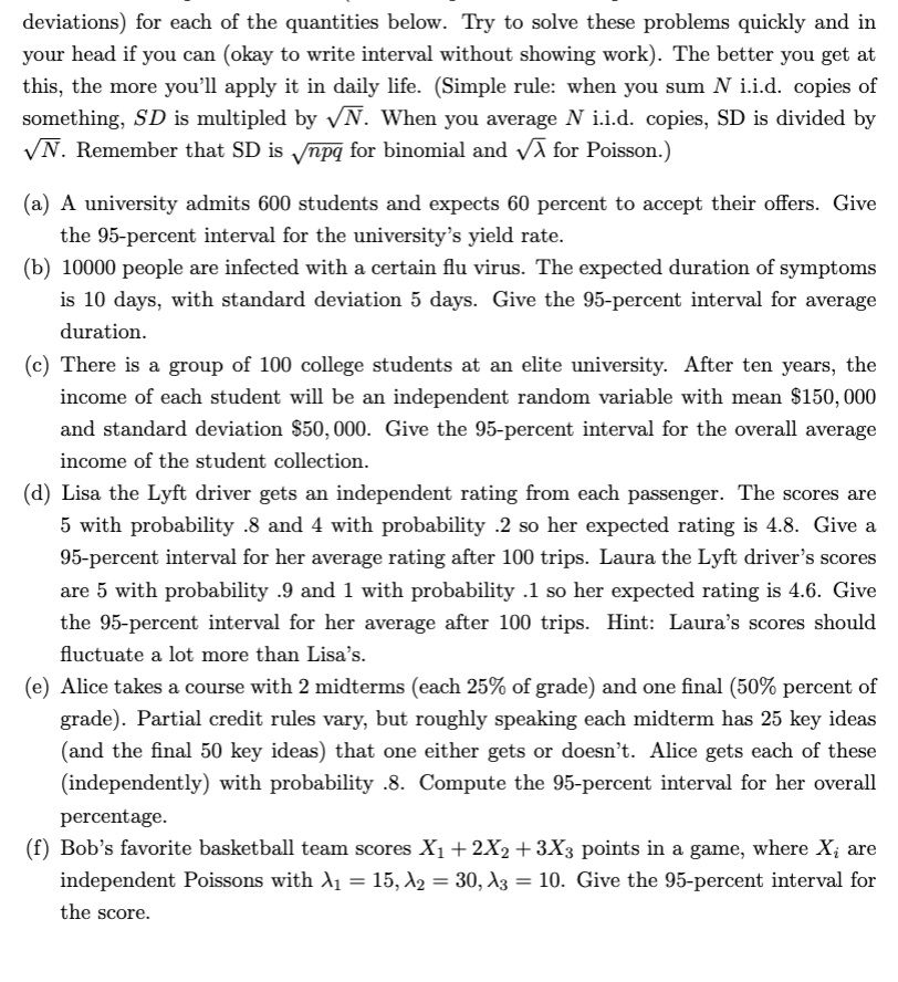 Solved deviations) for each of the quantities below. Try to | Chegg.com