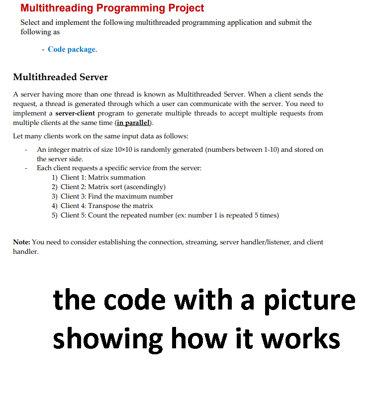 Multithreading Programming Project Select and | Chegg.com