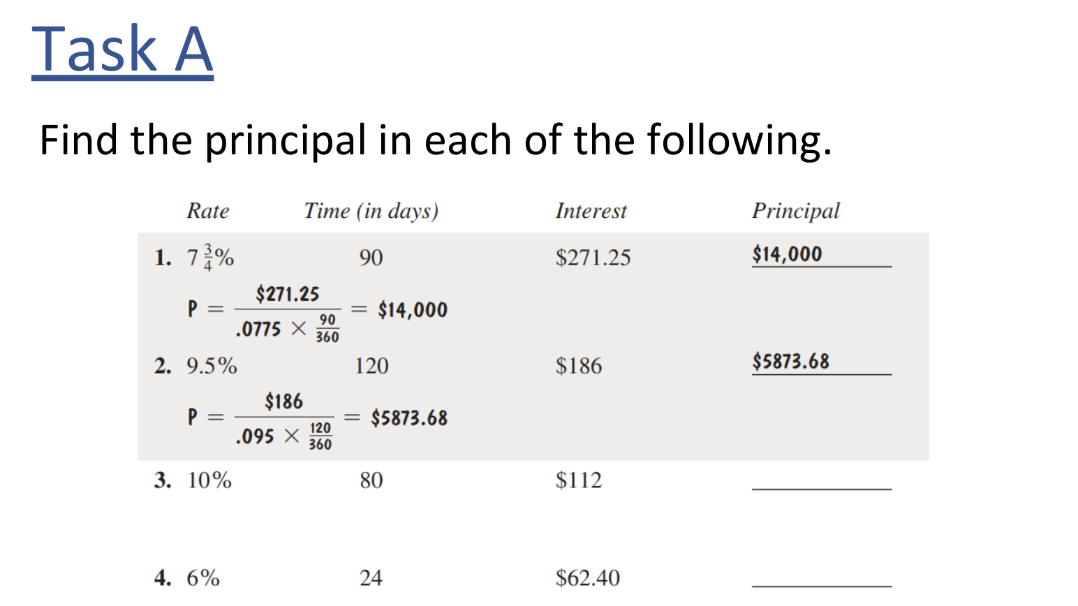 Solved Find the principal in each of the following. | Chegg.com