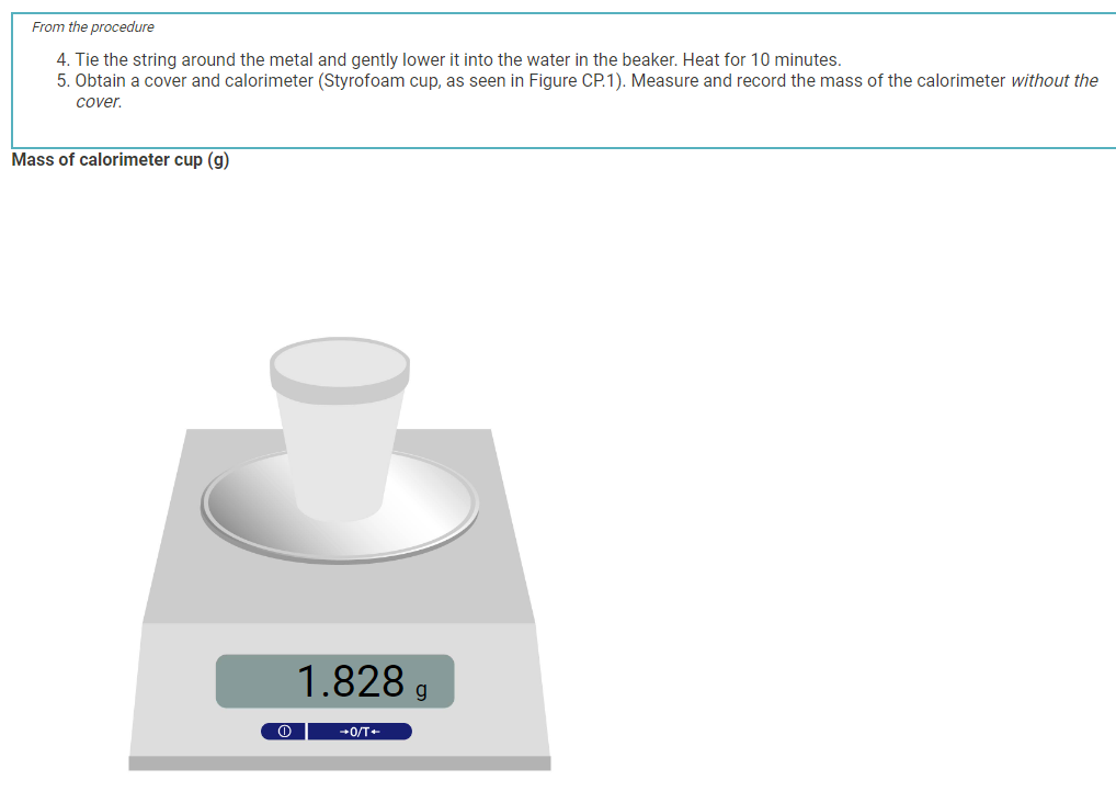 Solved From the procedure 3. Measure and record the mass of | Chegg.com