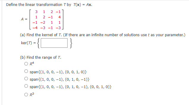Solved Define the linear transformation | Chegg.com