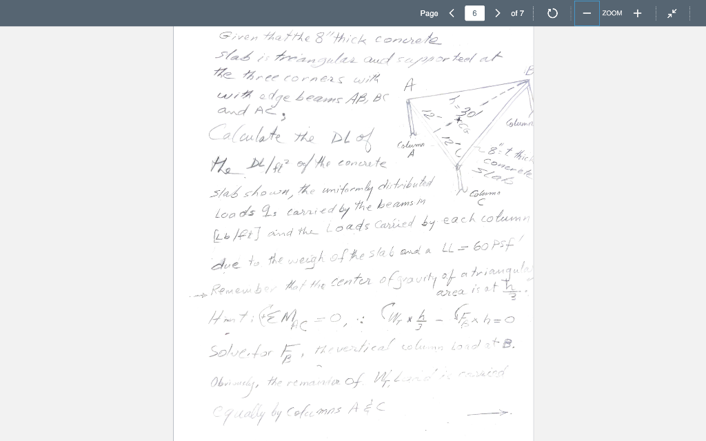 Solved Given that the 8" concrete slab is triangular and | Chegg.com