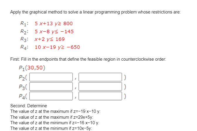 Solved Apply the graphical method to solve a linear | Chegg.com
