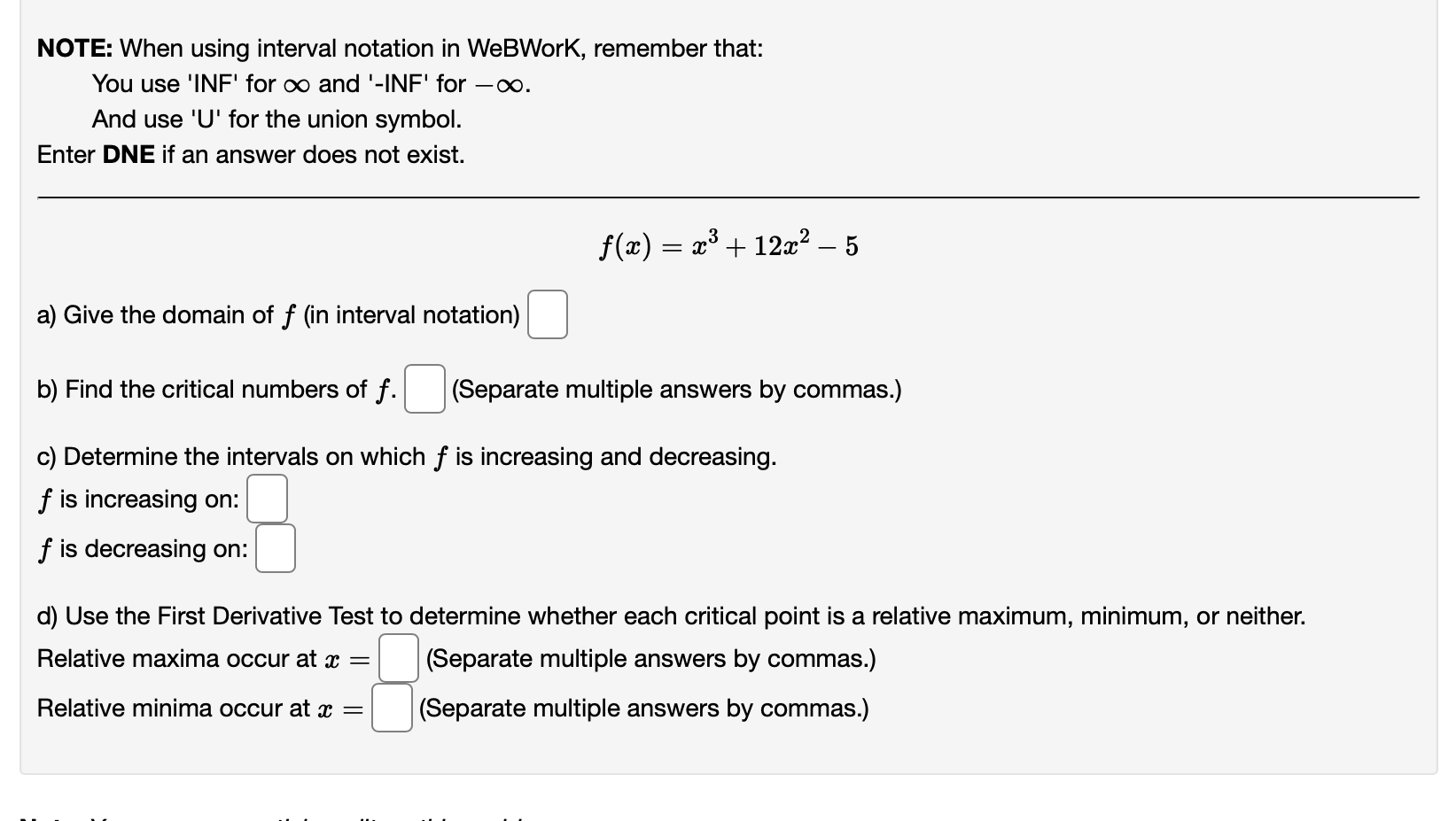 Solved NOTE: When using interval notation in WeBWorK, | Chegg.com