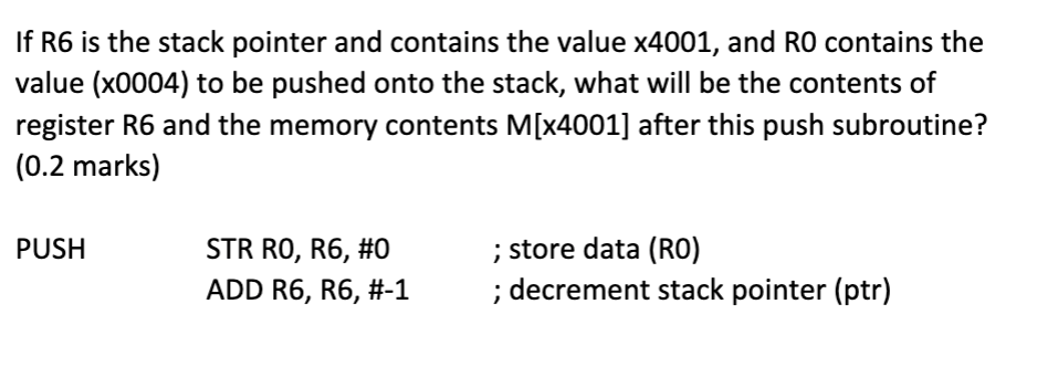 Solved If R6 Is The Stack Pointer And Contains The Value 5413