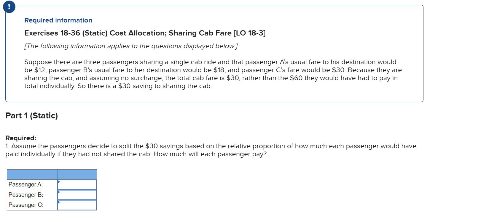 Solved Required information Exercises 18-36 (Static) Cost | Chegg.com