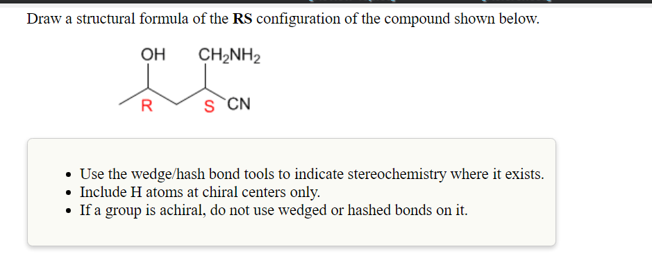 Solved Draw a structural formula of the RS configuration of | Chegg.com