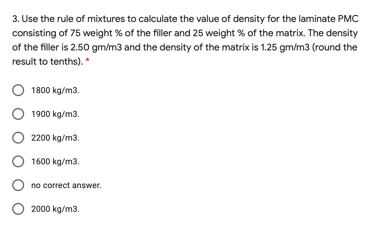 Solved 3. Use the rule of mixtures to calculate the value of | Chegg.com