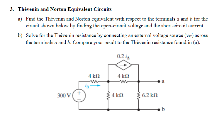 Solved 3. Thévenin and Norton Equivalent Circuits a) Find | Chegg.com