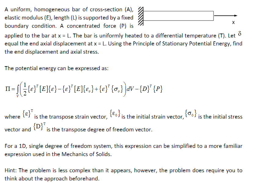 Solved A uniform, homogeneous bar of ﻿cross-section | Chegg.com