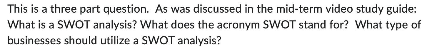 Solved This is a three part question. As was discussed in | Chegg.com