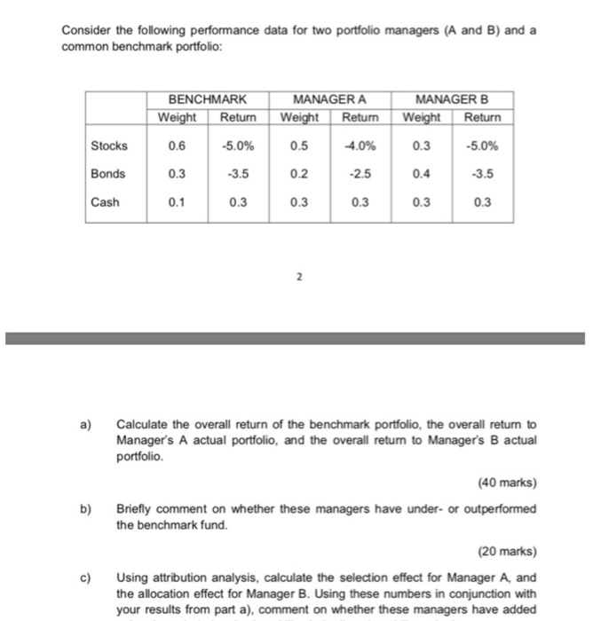 Solved Consider the following performance data for two | Chegg.com