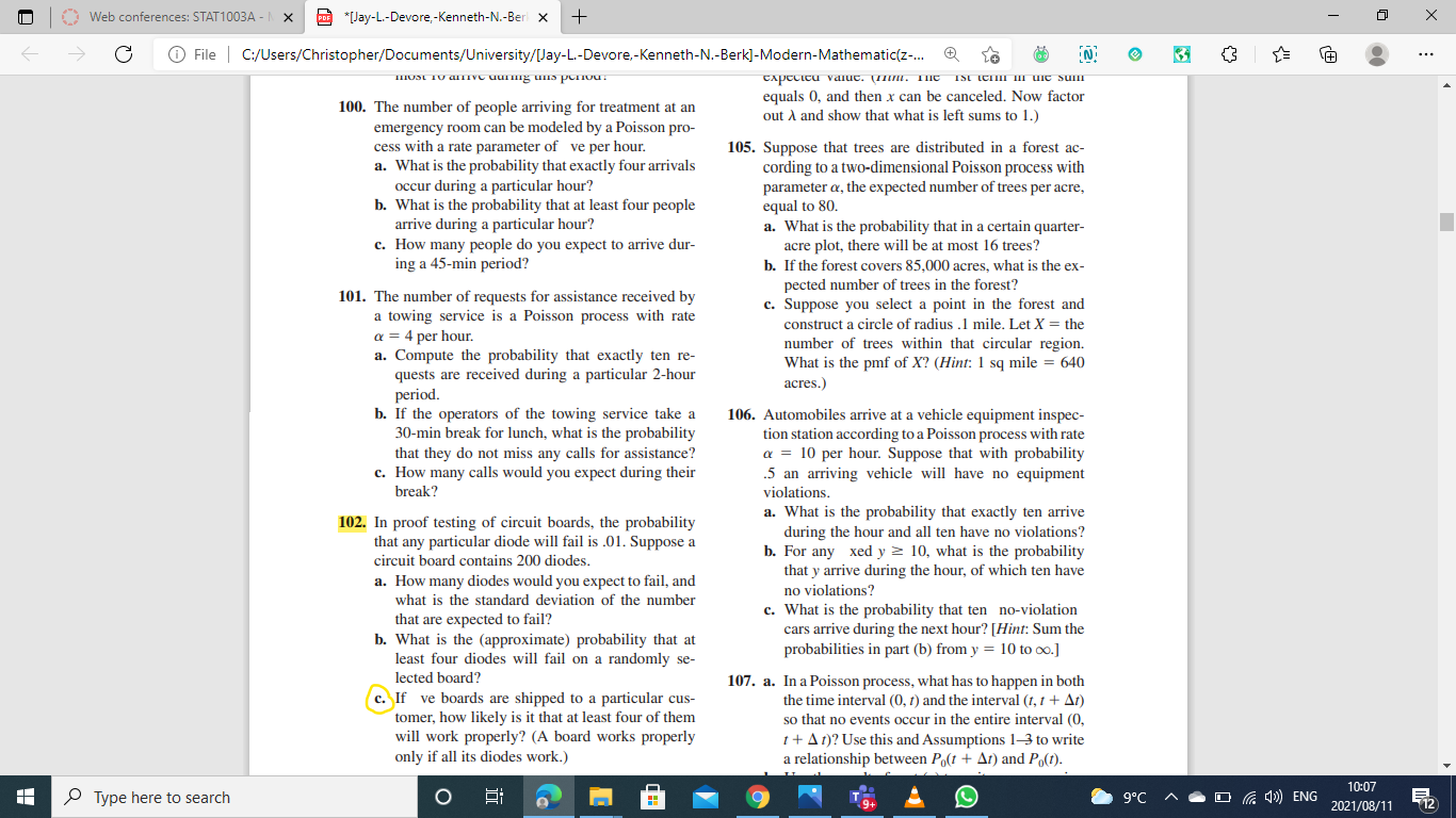 Solved Web conferences: STAT1003A- X DE *[Jay-L.-Devore | Chegg.com