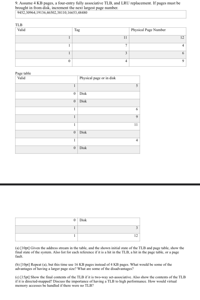 Solved Just release number c. ﻿Need 2way's TLB and direct | Chegg.com