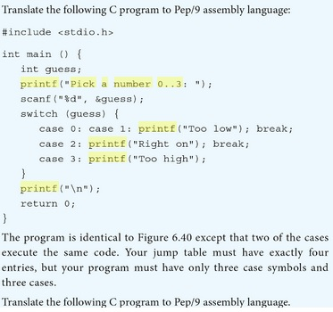 Translate the following C program to Pep/9 assembly | Chegg.com