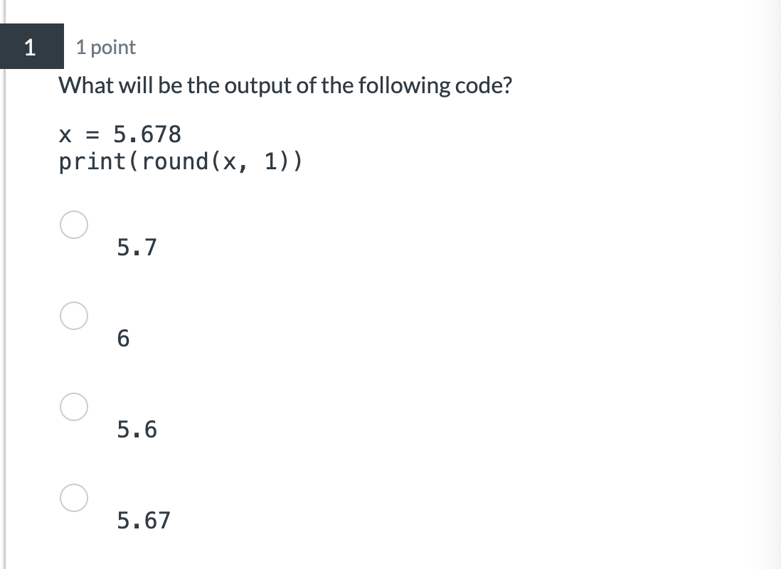 Solved 11 ﻿pointWhat will be the output of the following | Chegg.com