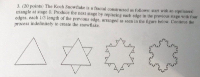 Solved 3. (20 points) The Koch Snowflake is a fractal | Chegg.com