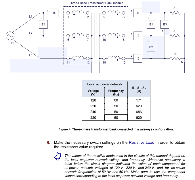 Solved Three-Phase Transformer Bank module R 14 11 L1 2 5 + | Chegg.com