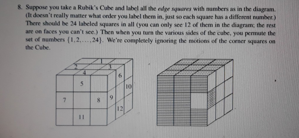 Solved 8. Suppose you take a Rubik's Cube and label all the | Chegg.com