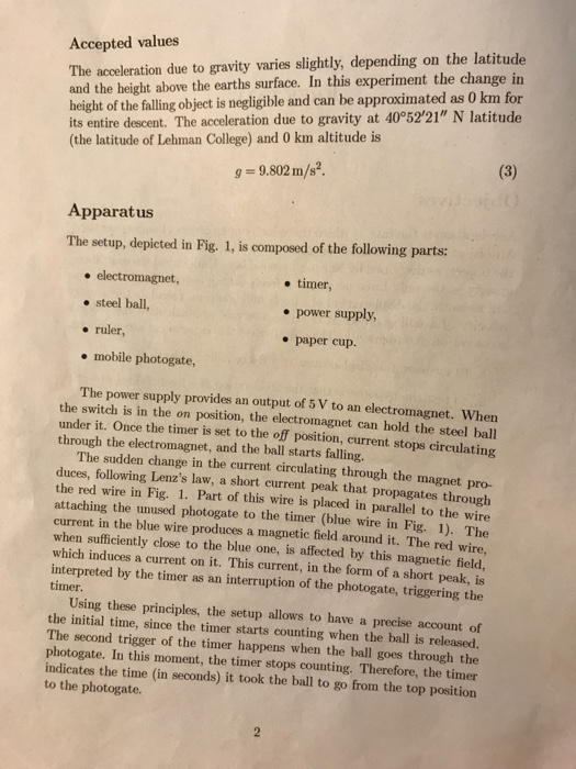 Solved FREE FALL Objectives Acceleration is the rate at | Chegg.com