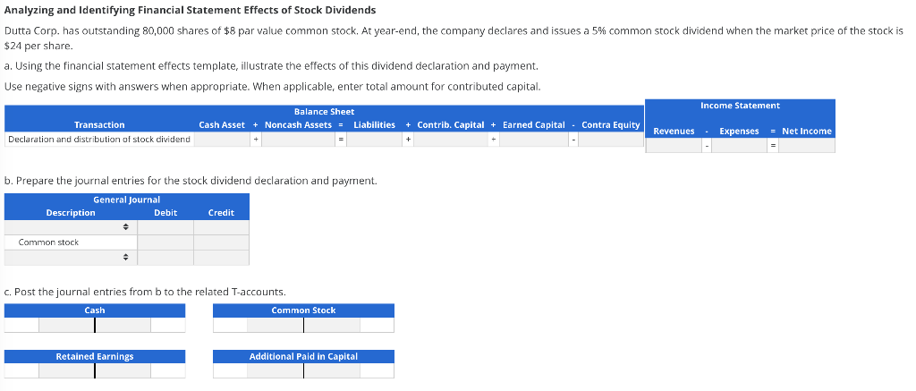 Solved Analyzing and Identifying Financial Statement Effects | Chegg.com
