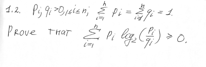 Solved 1.2. > Pj 9; 20,siz n; Pi = 39=1 Pi loga () >0. Co. | Chegg.com