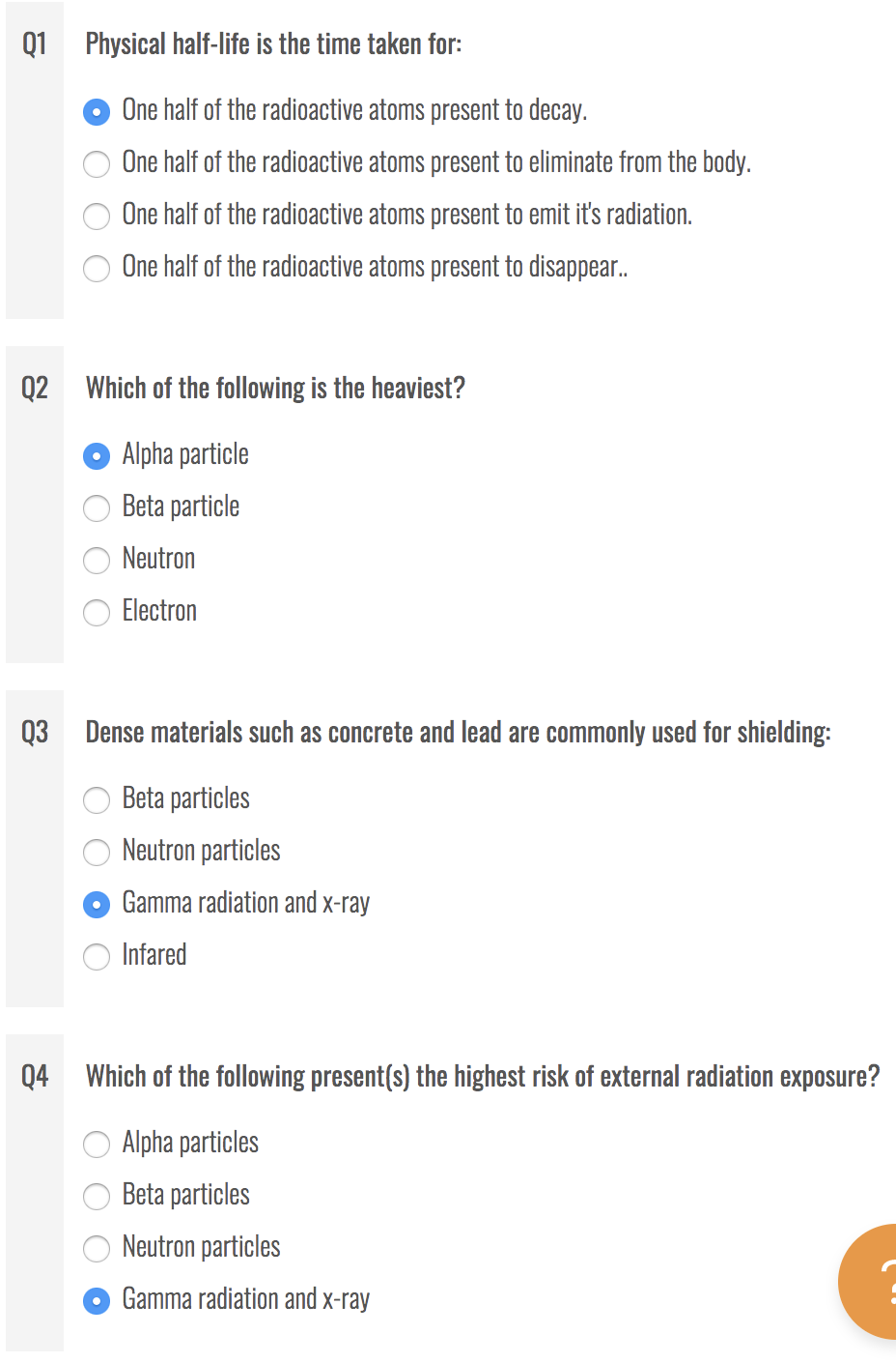 Solved 01. Physical half-life is the time taken for: O One | Chegg.com