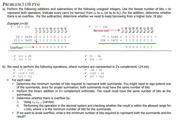 Solved PROBLEM 3 (38 PTS) a) Perform the following additions | Chegg.com