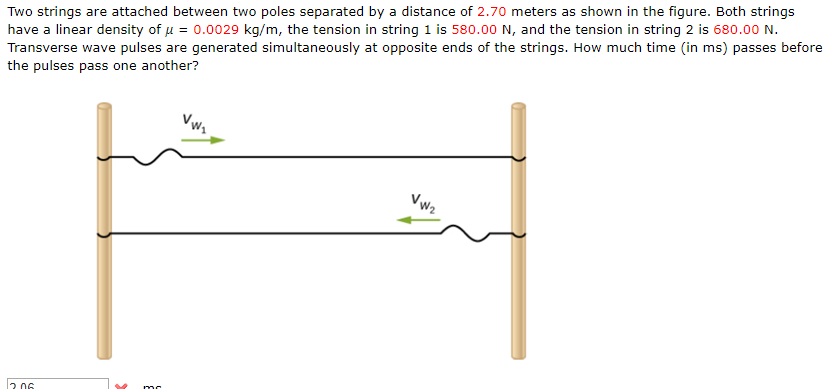 Solved Two strings are attached between two poles separated | Chegg.com