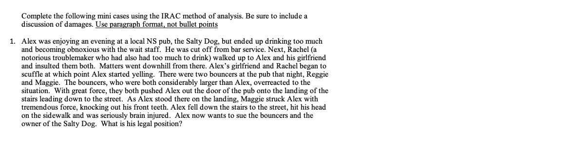 Solved Complete the following mini cases using the IRAC | Chegg.com