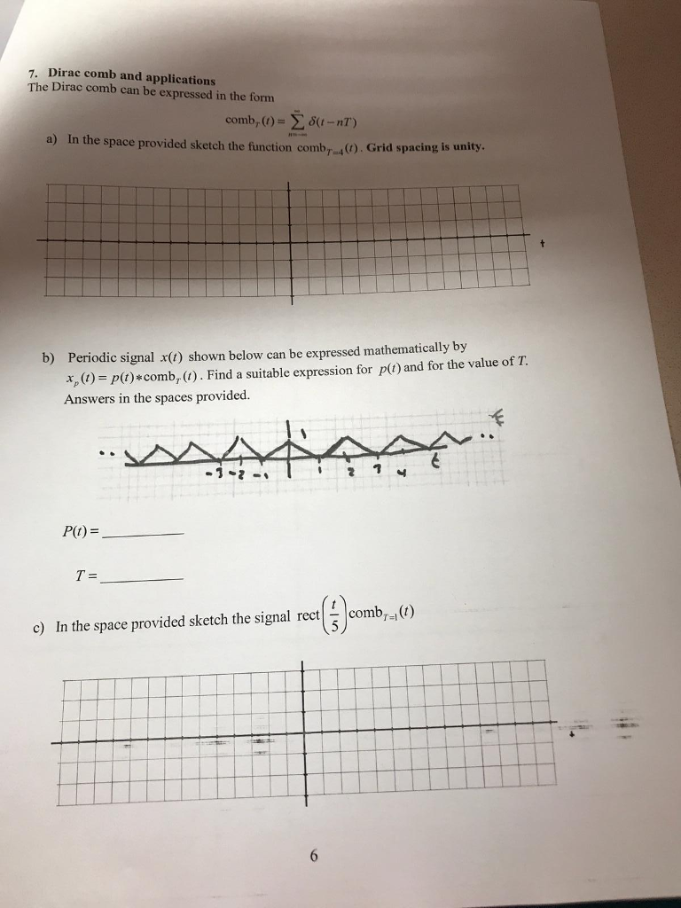 Solved 7. Dirac comb and applications The Dirac comb can be | Chegg.com