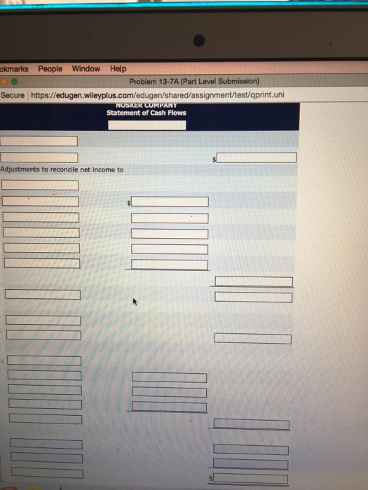 Solved Problem 13-7A (Part Level Submission) | Chegg.com