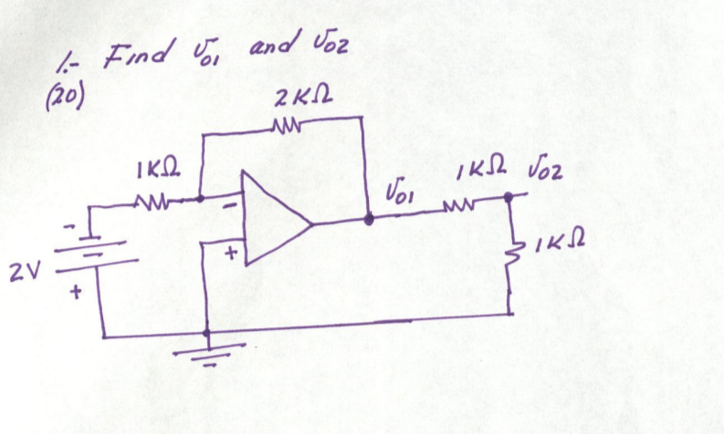 Solved 1. Find v_o1 and v_o2. Please show full work and | Chegg.com