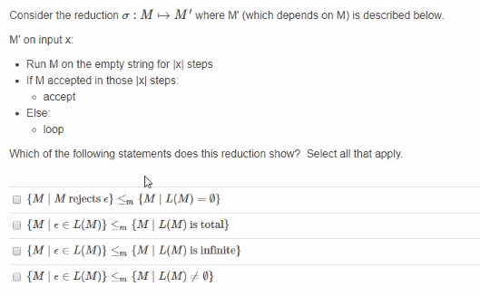 Solved Consider the reduction o: MM' where M' (which depends | Chegg.com