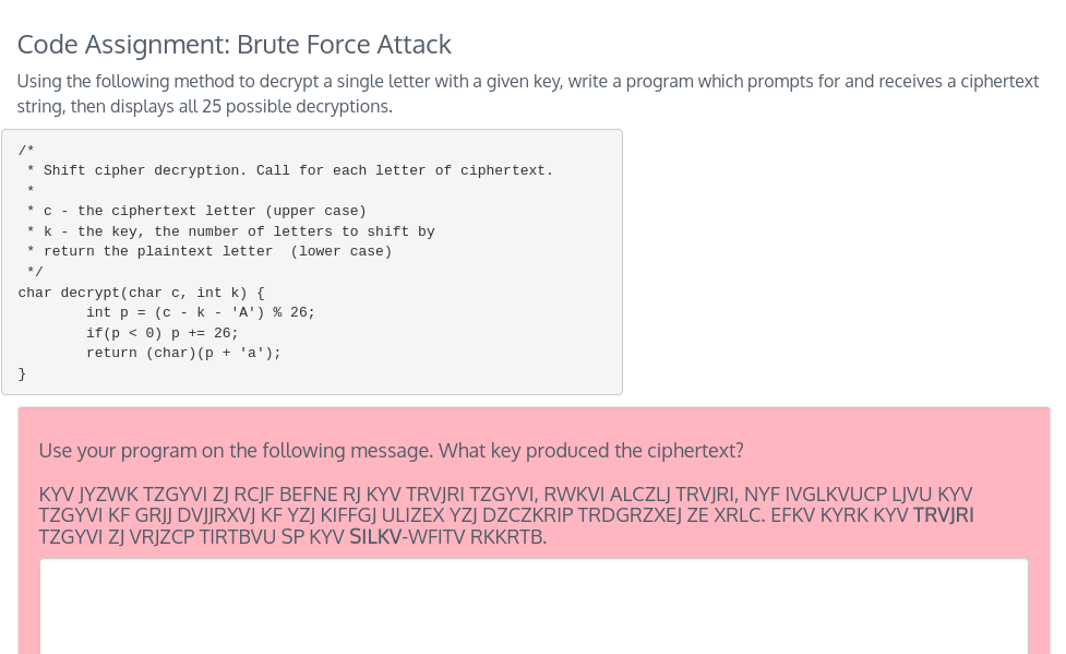 Solved Code Assignment: Brute Force Attack Using the | Chegg.com