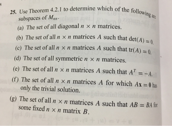 Solved 25. Use Theorem 4.2.1 to determine which of the follo | Chegg.com