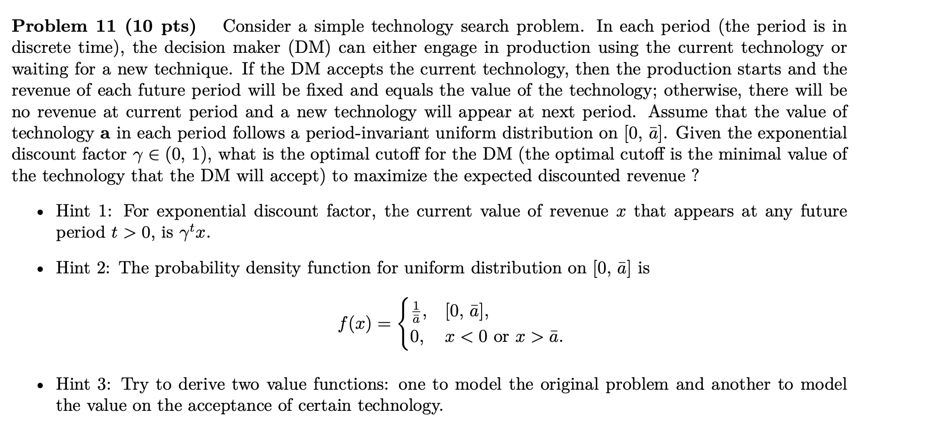 Problem 11 (10 pts) Consider a simple technology | Chegg.com