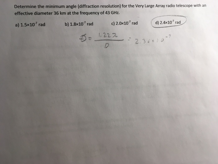 Solved Determine The Minimum Angle Diffraction Resolution