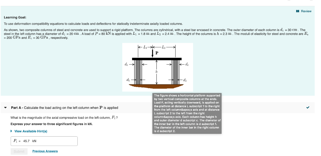 Solved Review Learning Goal To use deformation compatibility | Chegg.com
