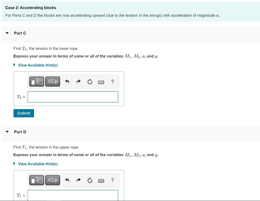 Solved Case 1: Blocks at rest For Parts A and B assume the | Chegg.com